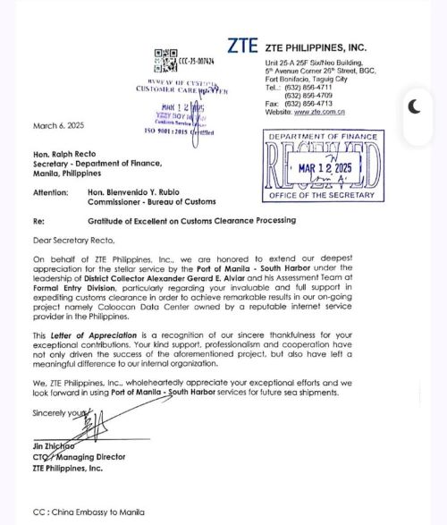 China’s telecom giant ZTE commends POM – Pinoy Exposé